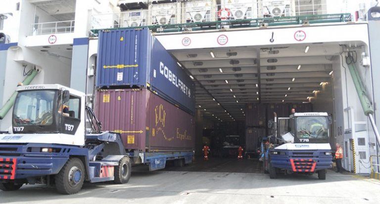 Cargo being loaded on board a marine vessel (Ro-Ro) - Africa Shipping ...